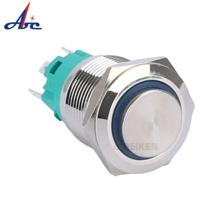 Popular 19mm Momentary 1no1nc 12v/24v Blue Ring Led High Flush Head ...