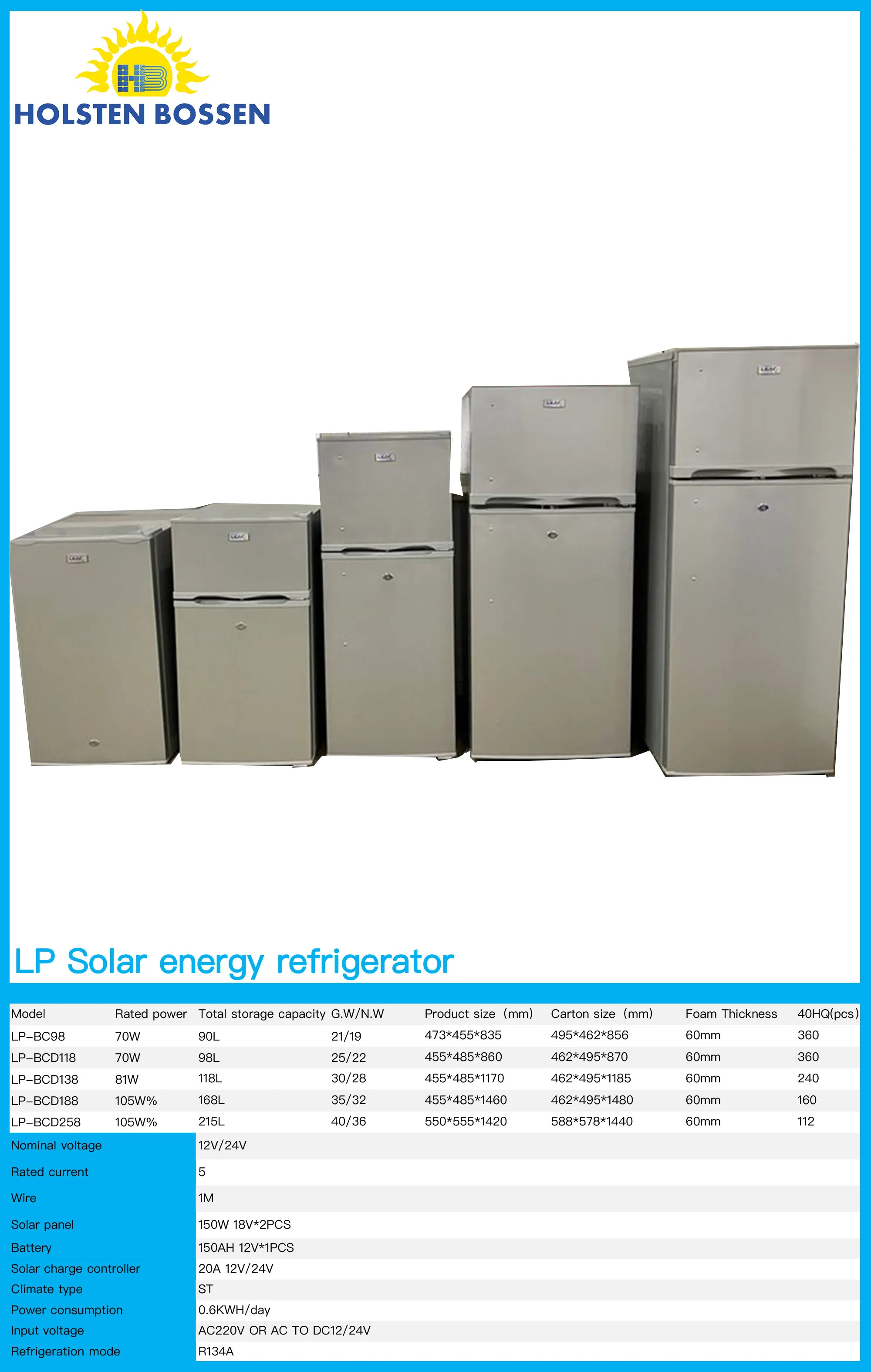 105w 168l Capacity Solar Freezer Refrigerator Low Energy Consumption Dc ...