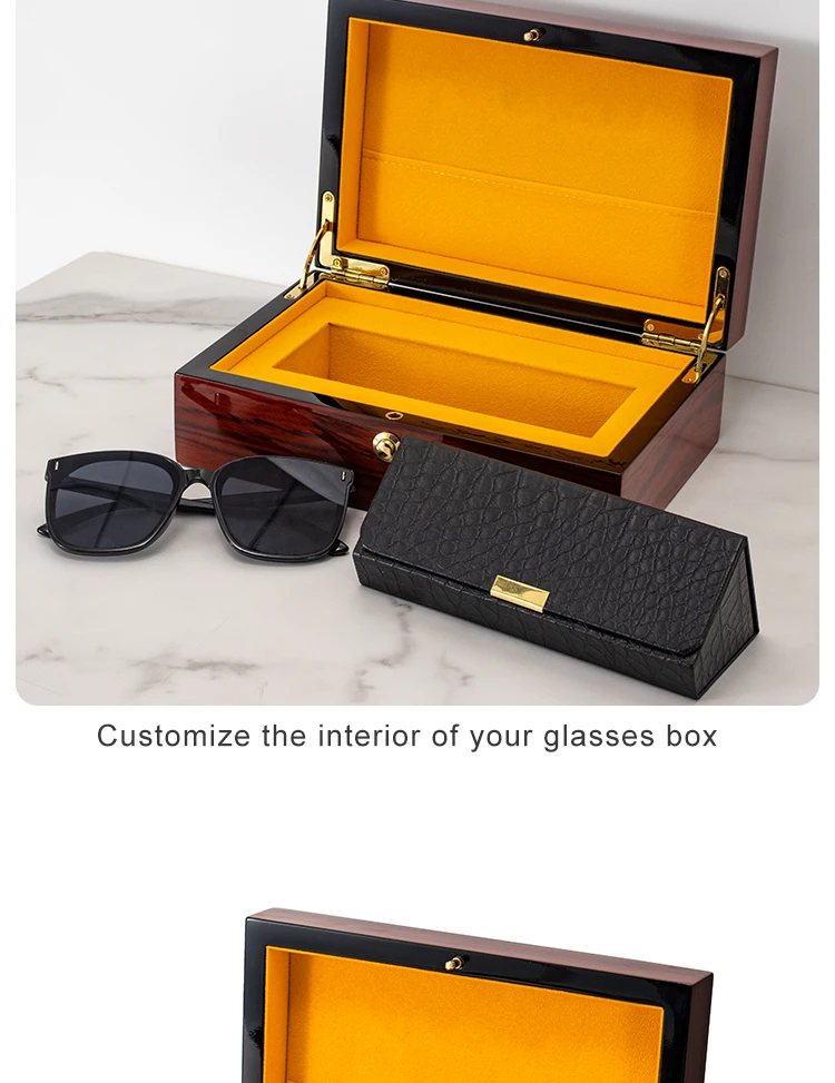 Top-ranking High Quality Custom Logo Wooden Pu Sunglasses Pouch Box For ...