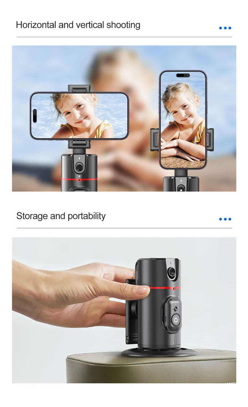 AI Intelligent P02 Gimbal Stabilizer - 360 Rotation Tracking