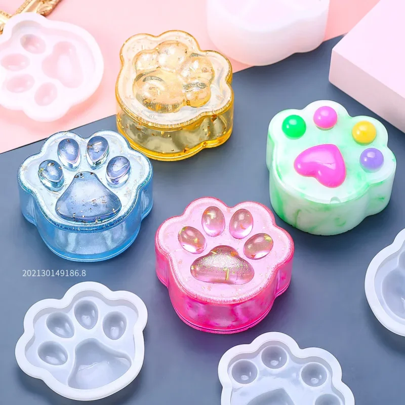 Cat Paw Storage Box Silicone Mold Diy Crystal Epoxy Resin Casting Mold ...