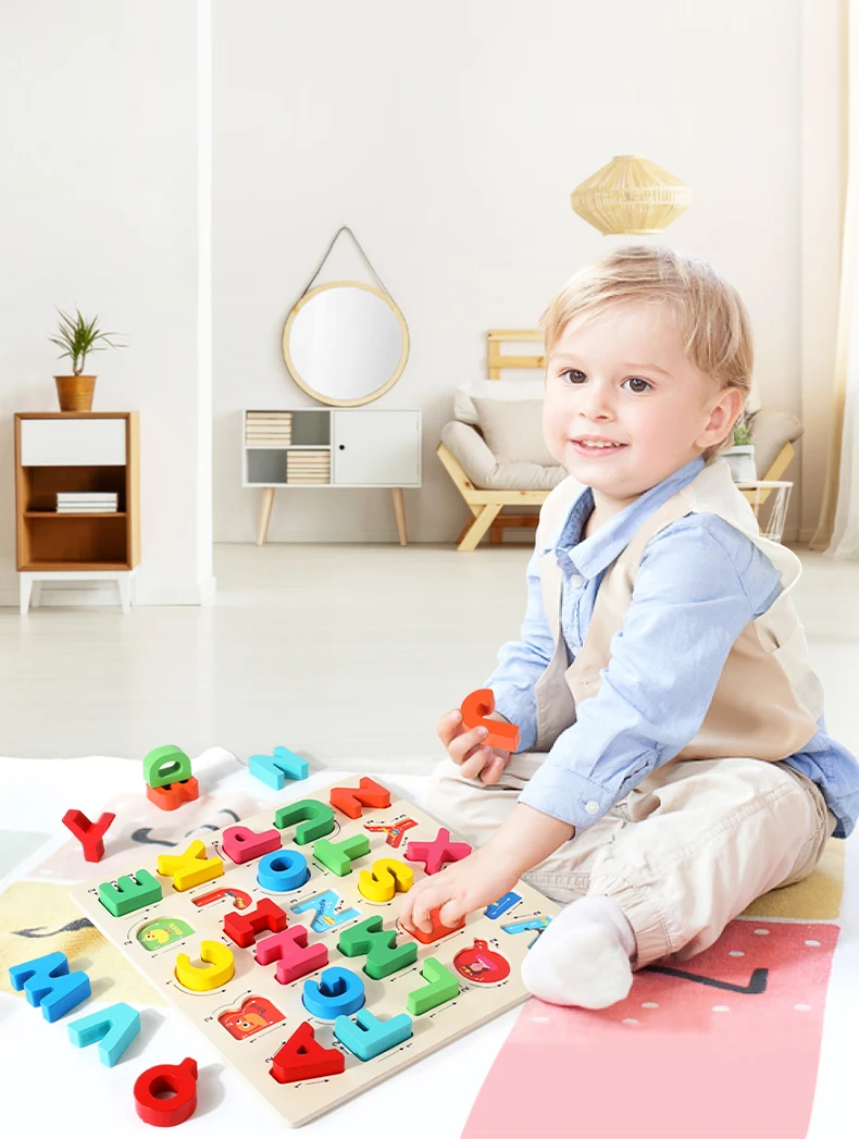 Hot Wooden Toys For Kids Alphabet Puzzle Pad Alphabet Wooden Children's ...