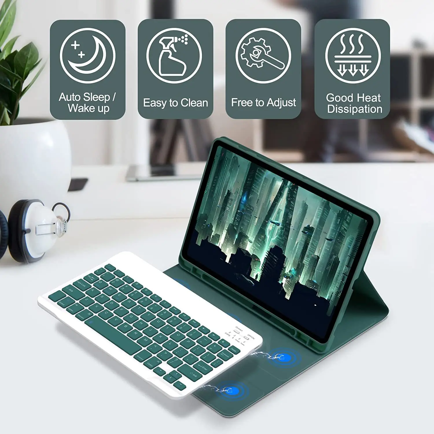 Slim PU Leather Keyboard Case for Samsung Galaxy Tab A9 Plus 11 Inch ...