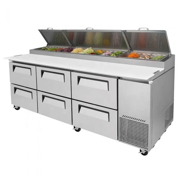 Stainless Steel 6 Drawer Refrigerated Pizza Prep Table Pizza ...