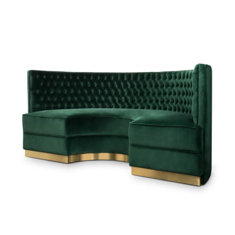 Green Round Sofa Booths Tufted Belvet Restaurant Furniture Booth ...