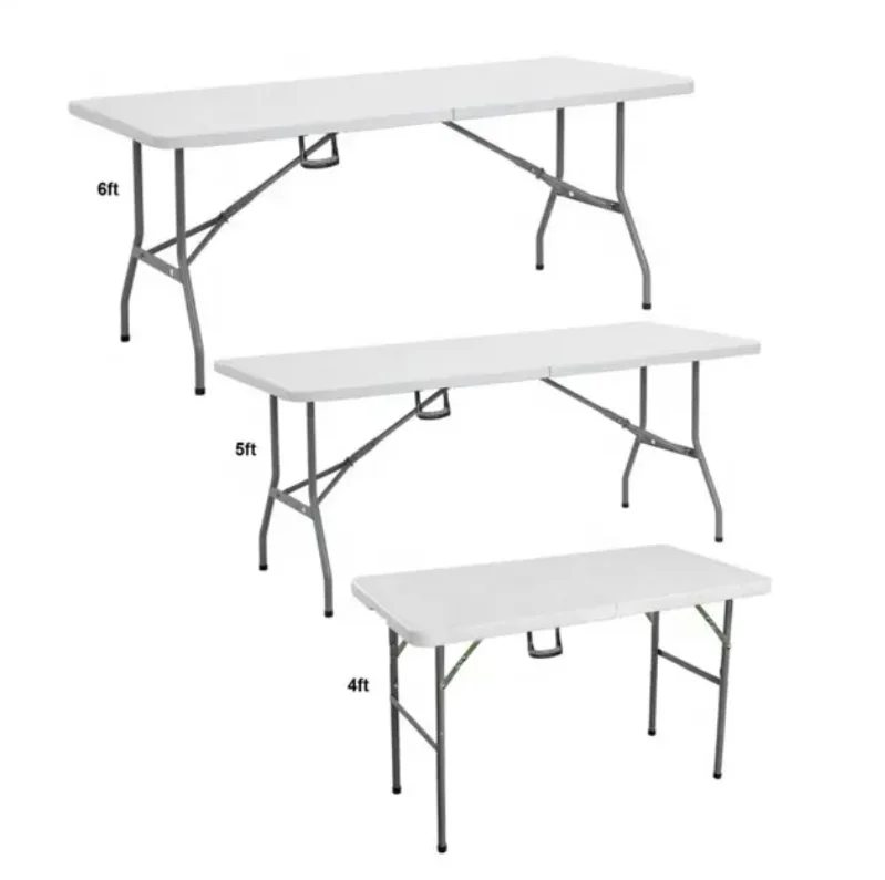 Rectangular Plastic Folding Table with Stable HDPE Tabletop and Sturdy Legs, for Indoor and ...