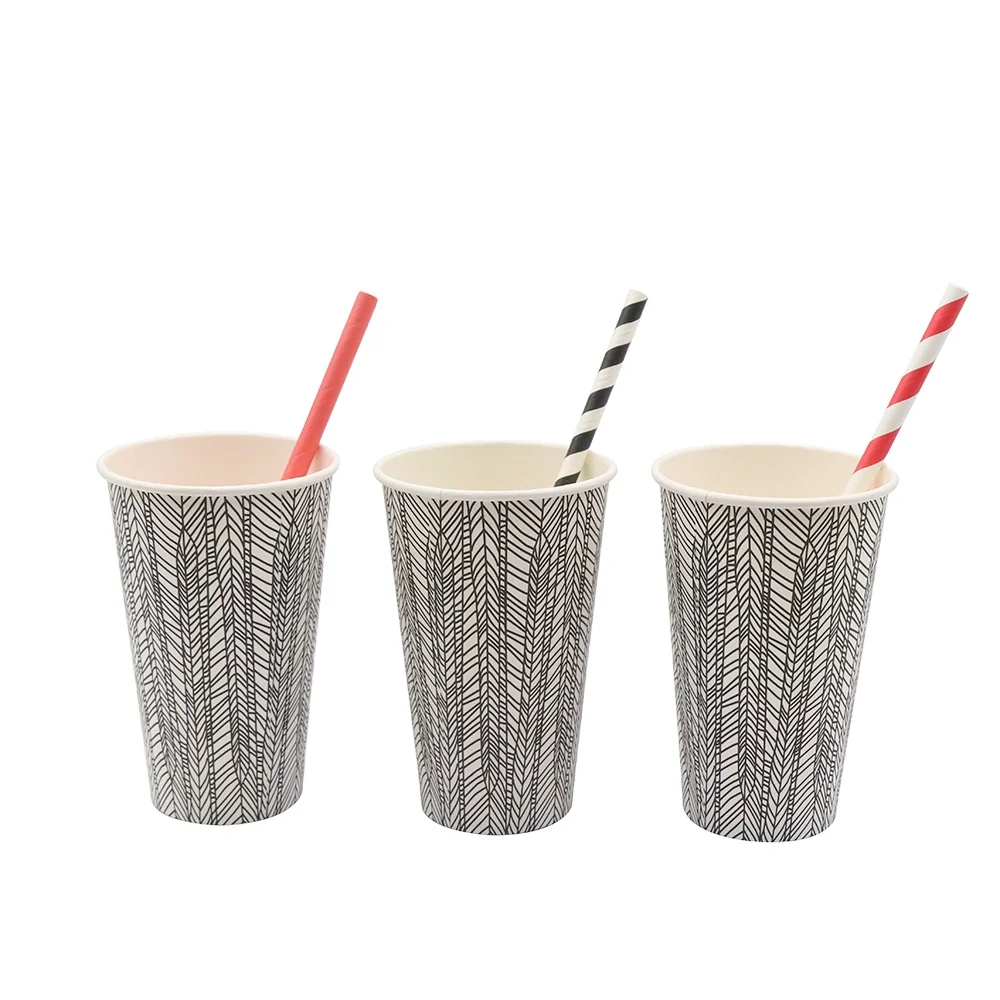 Single-use Disposable Eco-friendly Paper Cups With Drinking Straws Eco ...