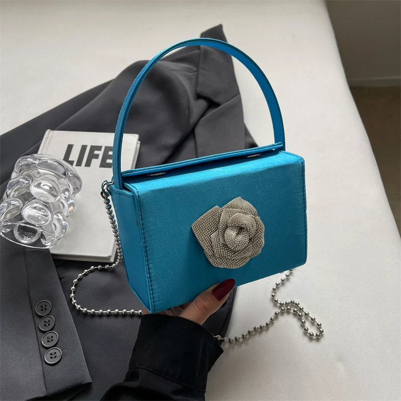 2024 New Luxury Women Evening Bag Trendy Shiny Rhinestone Silk Satin ...