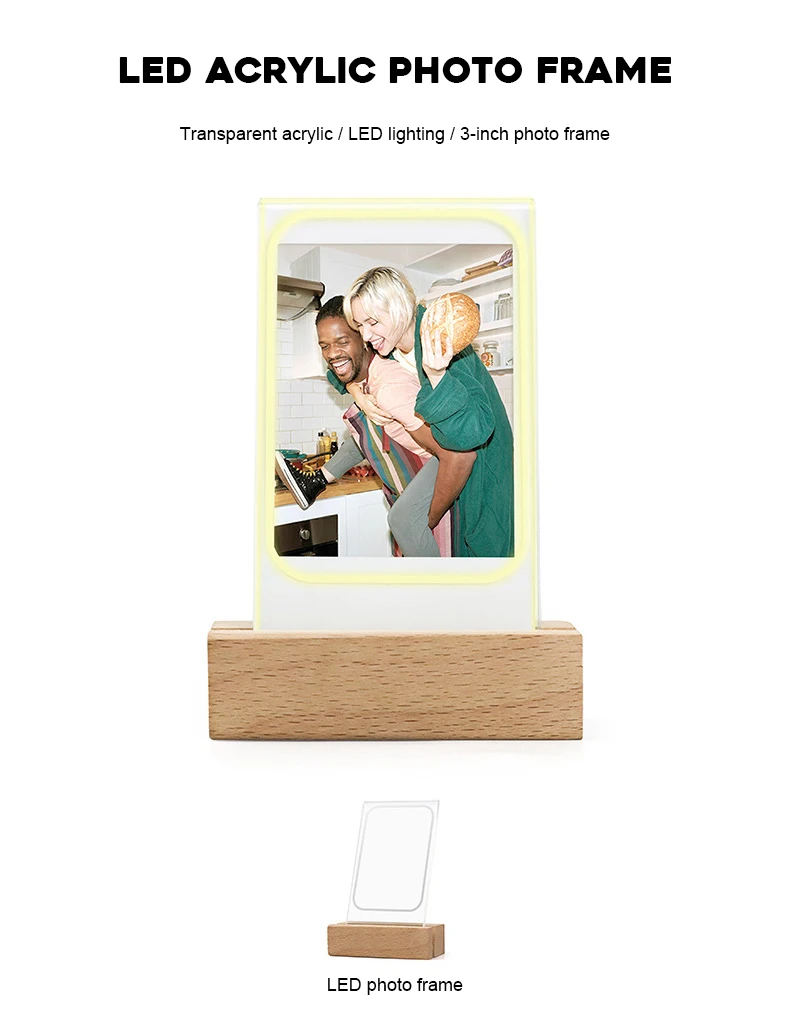 Instax Mini Photo Frame - Stylish LED Acrylic Display