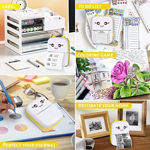 Mini Pocket Printer - Cartoon Cat Handheld Label Printer