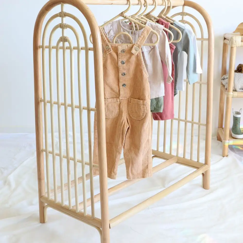 Kids Rattan Clothes Rack & Rail - Organize with Style