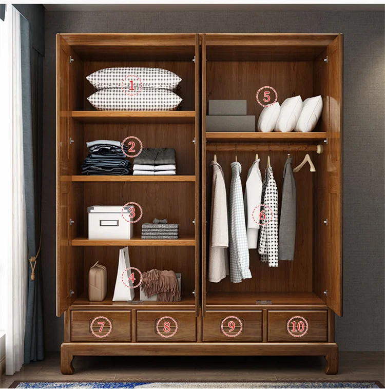 Solid Wood Wardrobe Push-pull Sliding Door Light Luxury Modern Simple ...