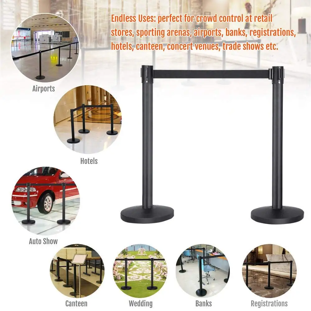 Stainless Steel Concrete Base Retractable Queue Stanchion Barrier ...