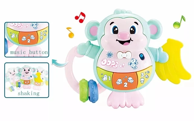 Multifunction 3 in 1 Musical Button Toy - Shaking Monkey