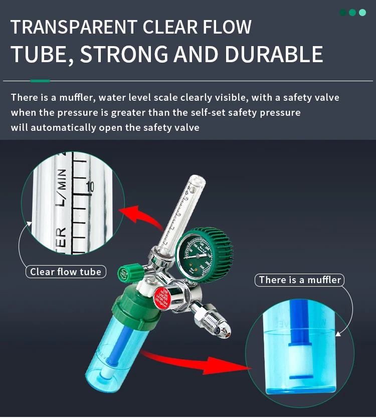 Medical Oxygen Regulator with Flowmeter - Bull Nose Type