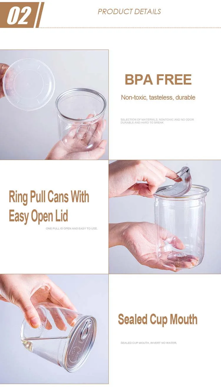 16oz Transparent Plastic Easy Open Can Cake in Pop Sealed Cans 8ozfor ...