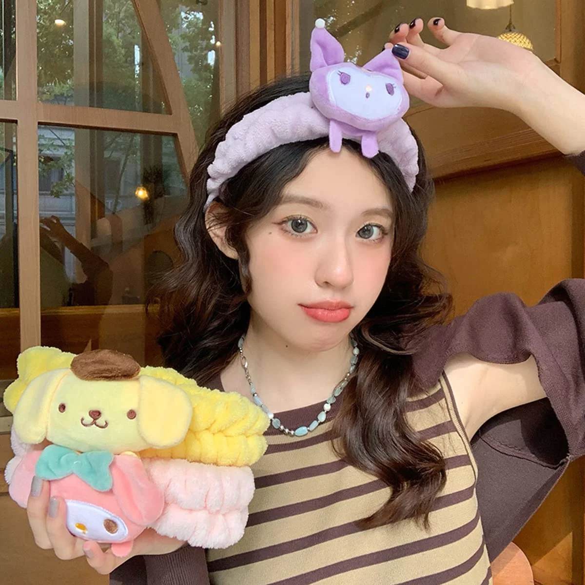 Kawaii Kuromi Melody Kt Cat Cinnamonroll Pudding Dog Head Hoop Headband ...