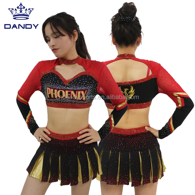 High School Crop Top Cheerleading Uniforms Skirt Custom Cheer Uniform ...