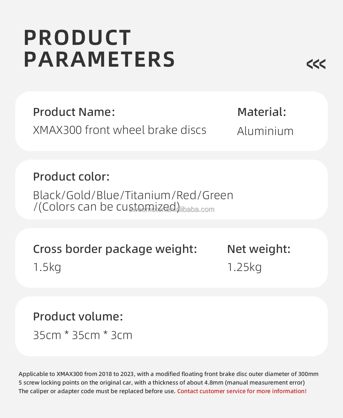 Front Brake Floating Disc For Xmax 300 Yamaha Motorcycle Accessories ...