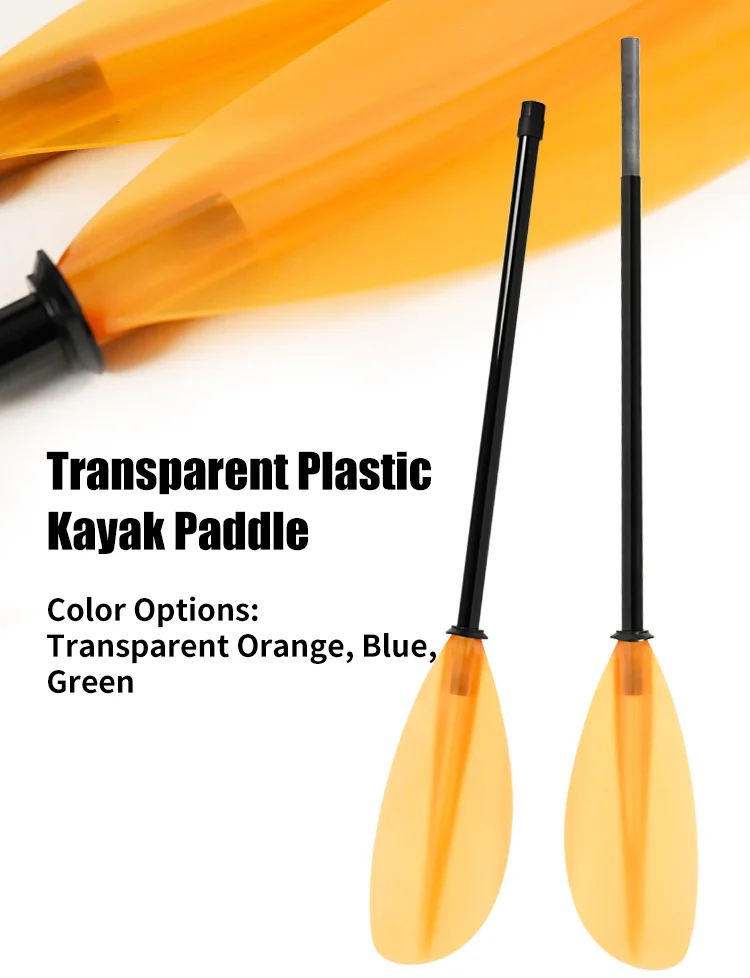 HOFi Adjustable Transparent Kayak Paddle with Fiberglass Shaft Plastic ...