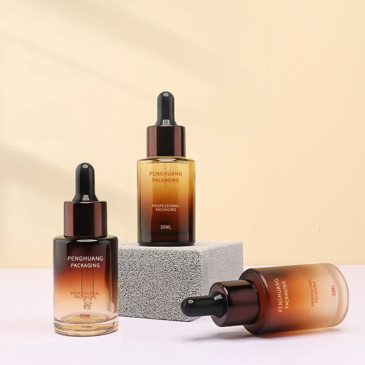 Custom Amber Glass 1oz 30ml Serum Bottle Skincare Packaging Face ...