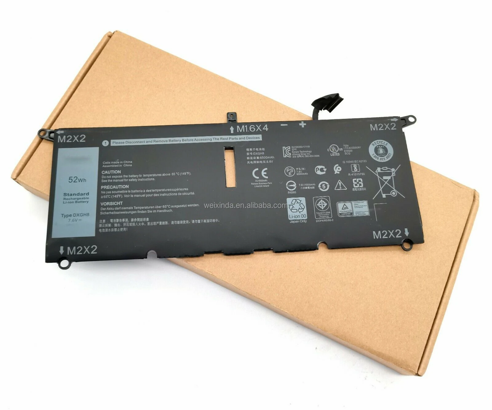 适用于戴尔xps 13 9370 9380 Inspiron 13 7390 7391 0h754v H75的dxgh8电池 - Buy ...