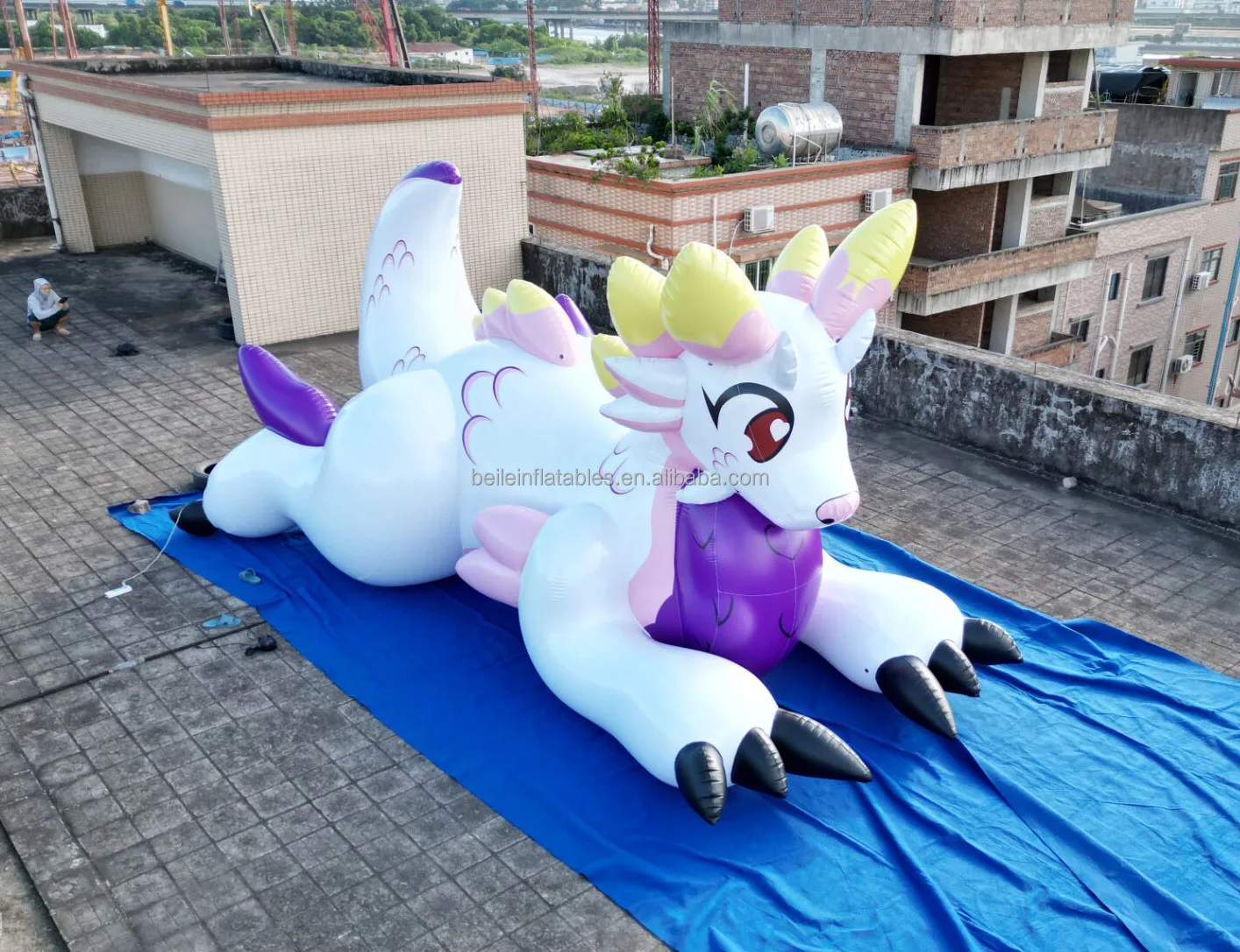 PVC Inflatable White Fox Doll, 4m Long, Waterproof Advertising Toy for ...