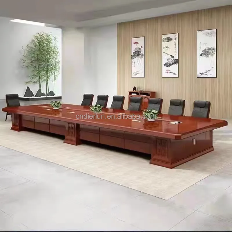 Factory Supply Large Painted Conference Table Solid Wood New Chinese ...
