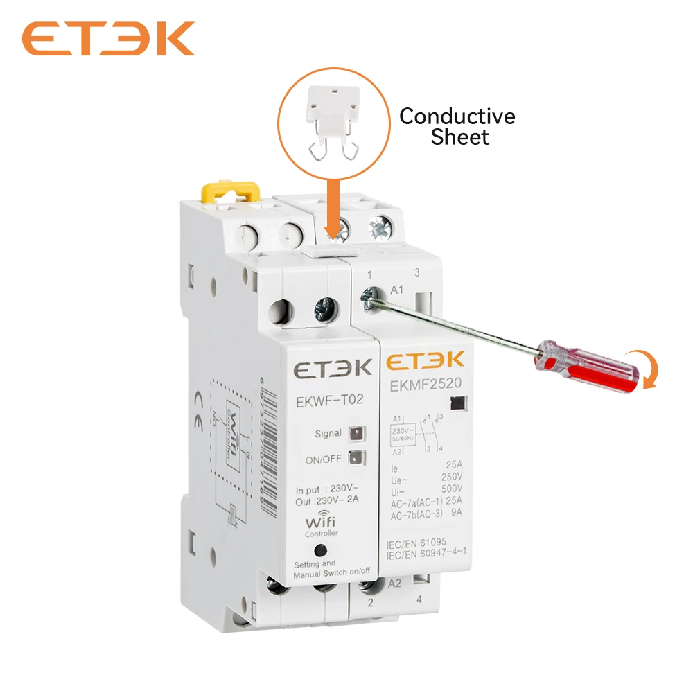 Smart Modular Contactor AC 220v by ETEK - Control via TUYA APP