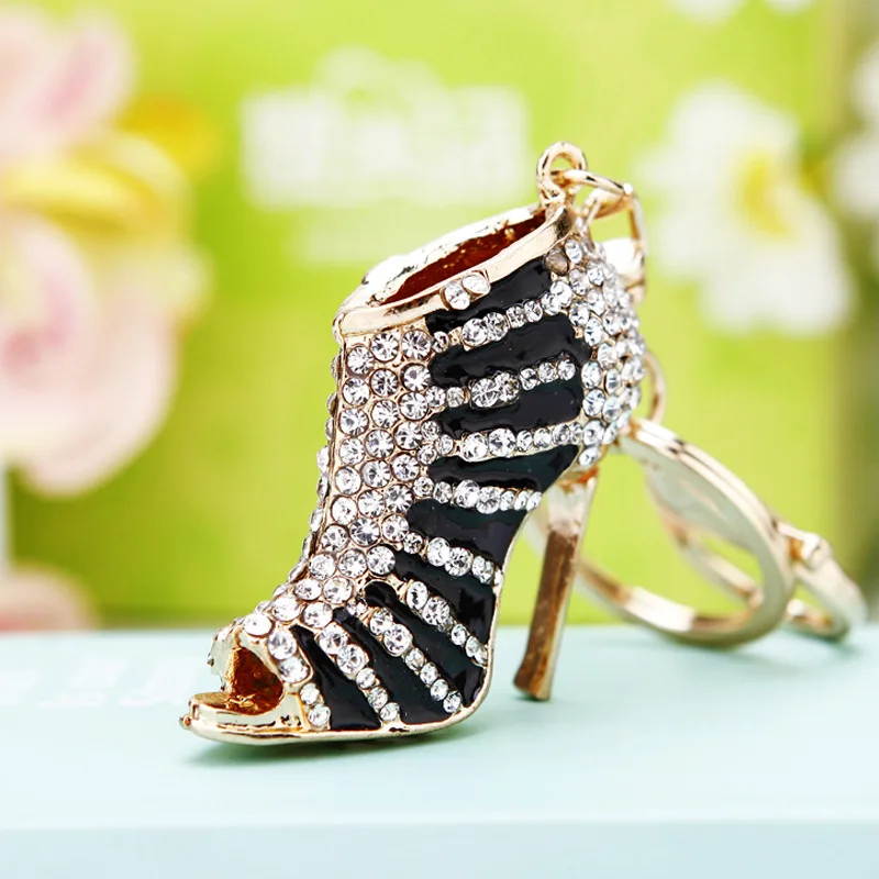 Wholesale Creative Metal Keyring Rhinestones High Heel Shoe Key Chain ...
