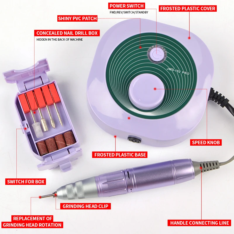 Cute Mini Nail Art Polisher Nail Drill Machine With Foot Pedal 35000rpm ...