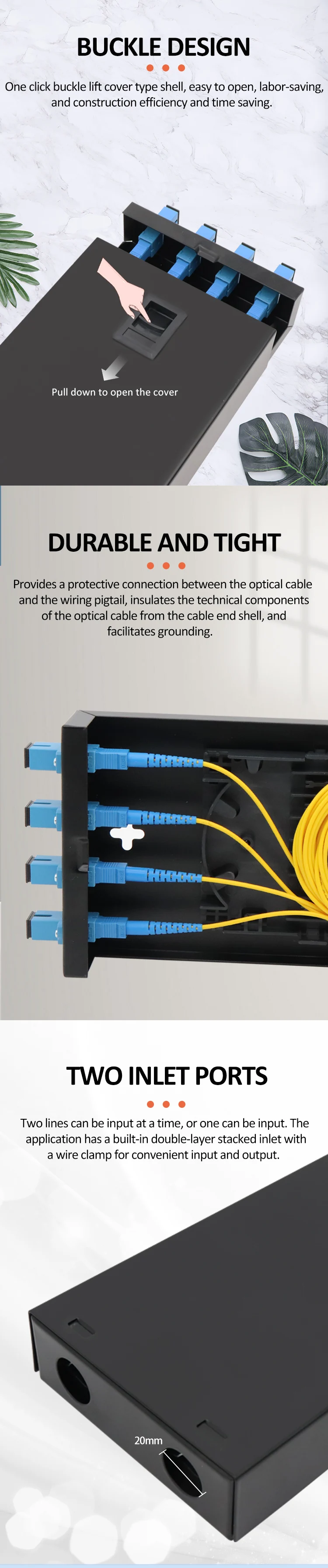 PUXIN 4 Port SC/UPC Simplex Optical Fiber Terminal Box