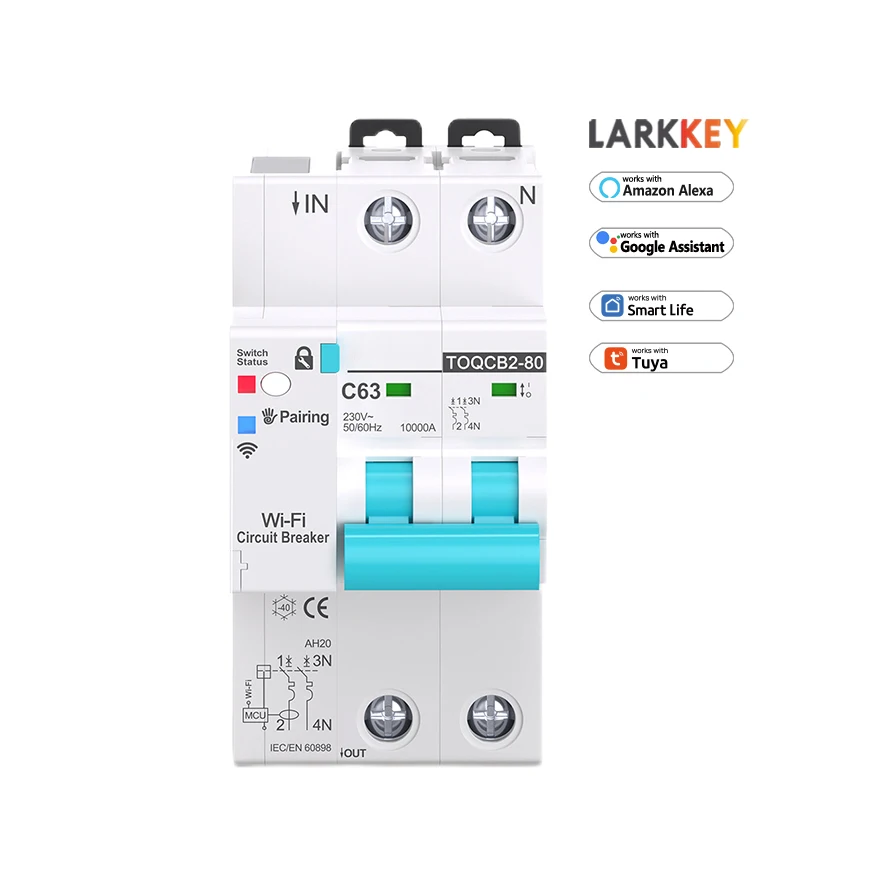 Tuya wifi din rail adjustable mcb 2 pole smart circuit breaker with ...