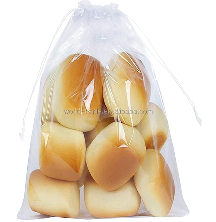 Clear Ldpe Heavy Duty Plastic Drawstring Bag With Cotton Draw String ...