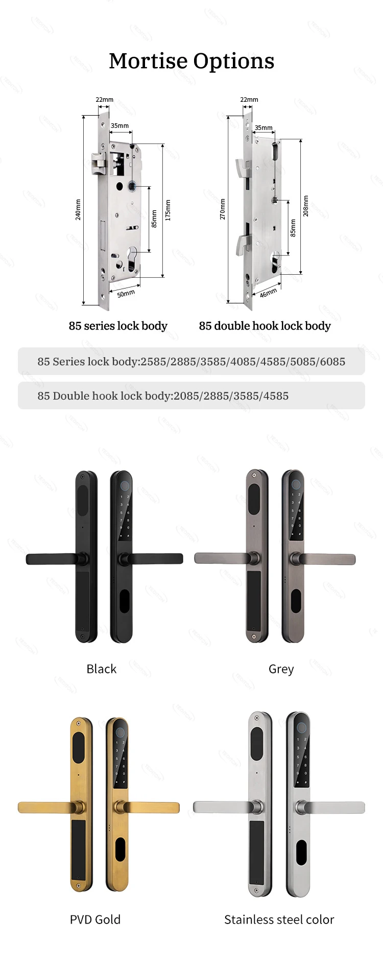 Tediton 92 Mortise Ip68 Keyless Ttlock Electronic Intelligent Door ...