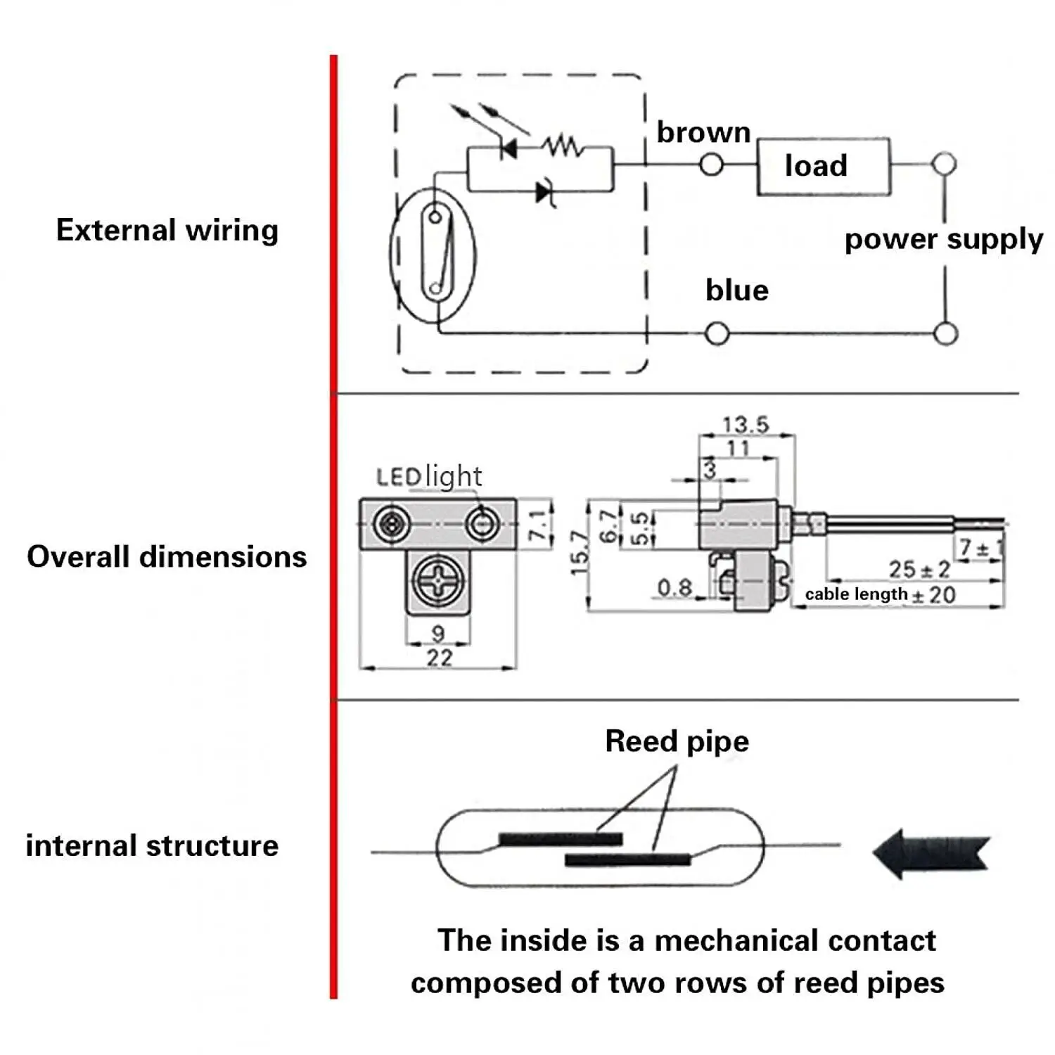 Air Cylinder Pneumatic Proximity Switch Cs1-j Wired Magnetic Reed ...
