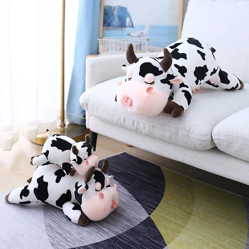 50cm Cute Cow Plush Stuffed Dolls Lovely Real Life Milk Cattle Plush ...