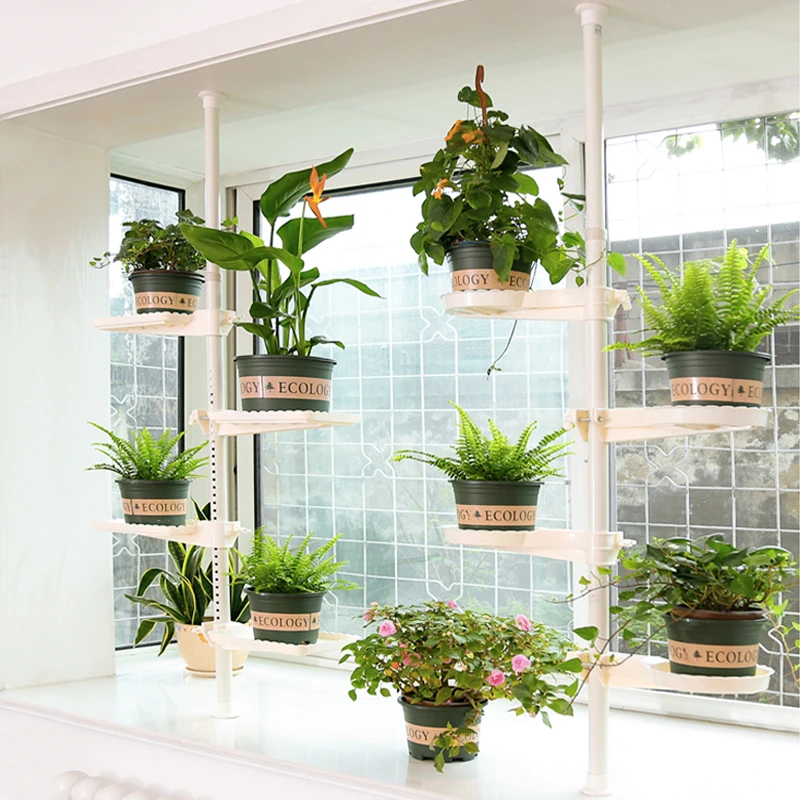 Garden Patio Metal Flower Pot Rack Corner Plant Stand Telescopic Flower ...