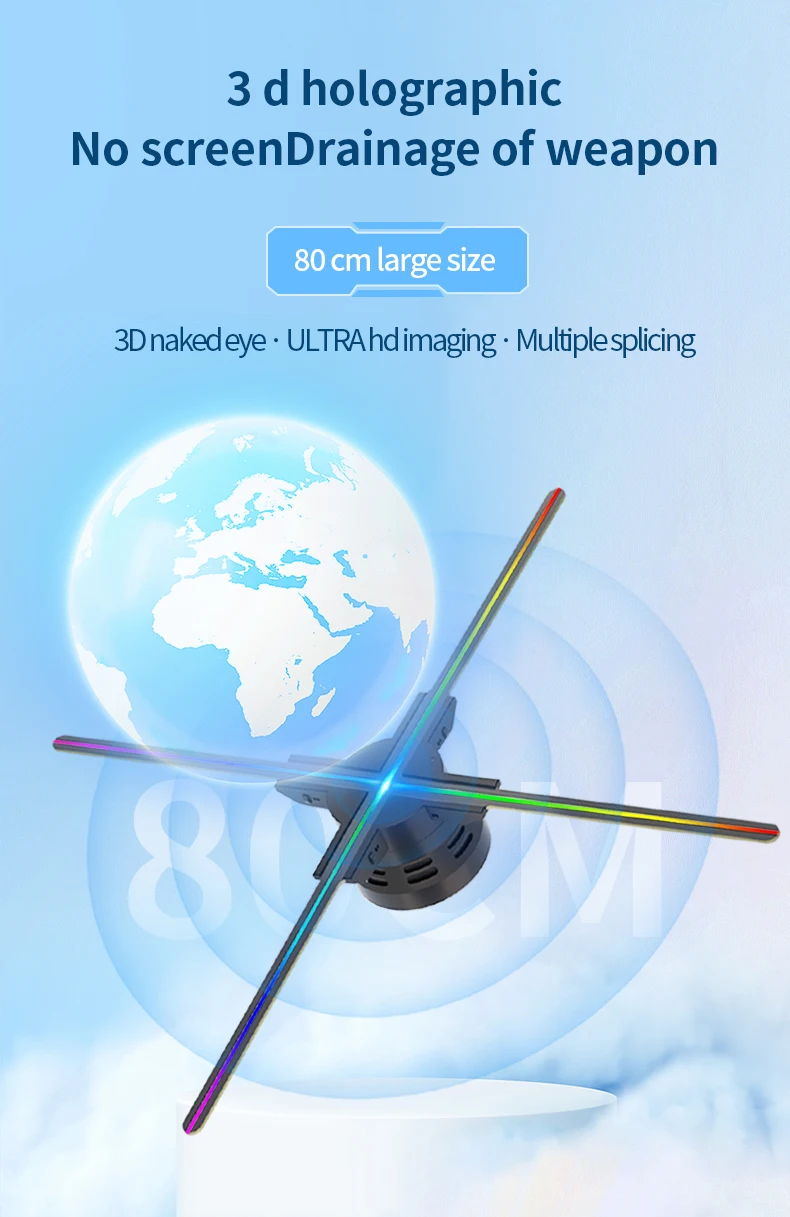 Big Size 3d Fan Hologram 80cm 4 Blades Big 3d Hologram Advertising ...
