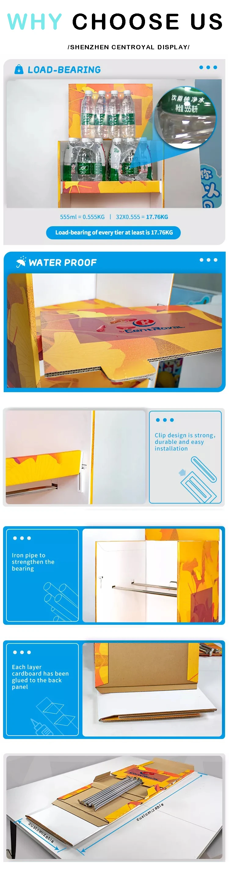 Custom Supermarket Corrugated Display Rack Snack Bread Food Display ...