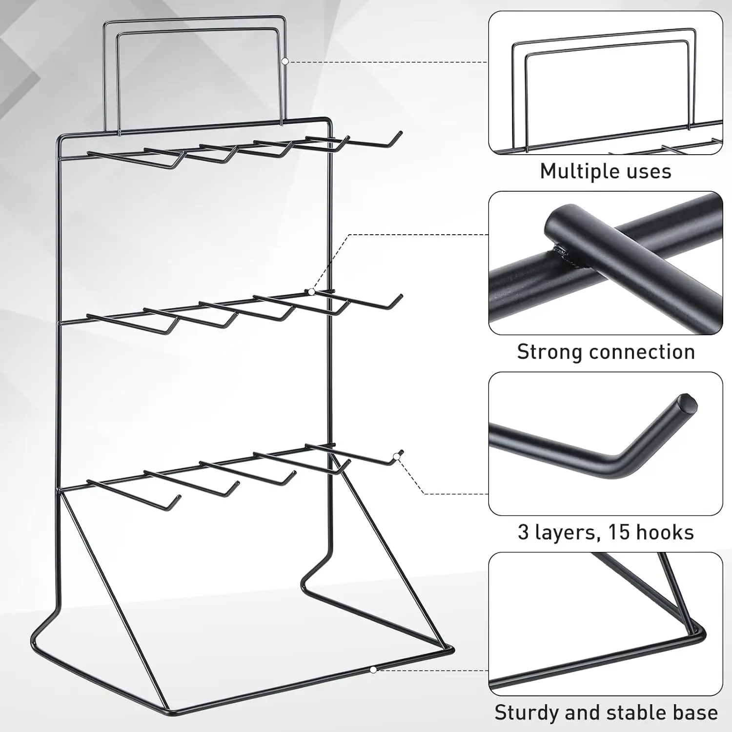 3 Tier 15 Hooks Countertop Peg Display Rack for Product Promotion ...