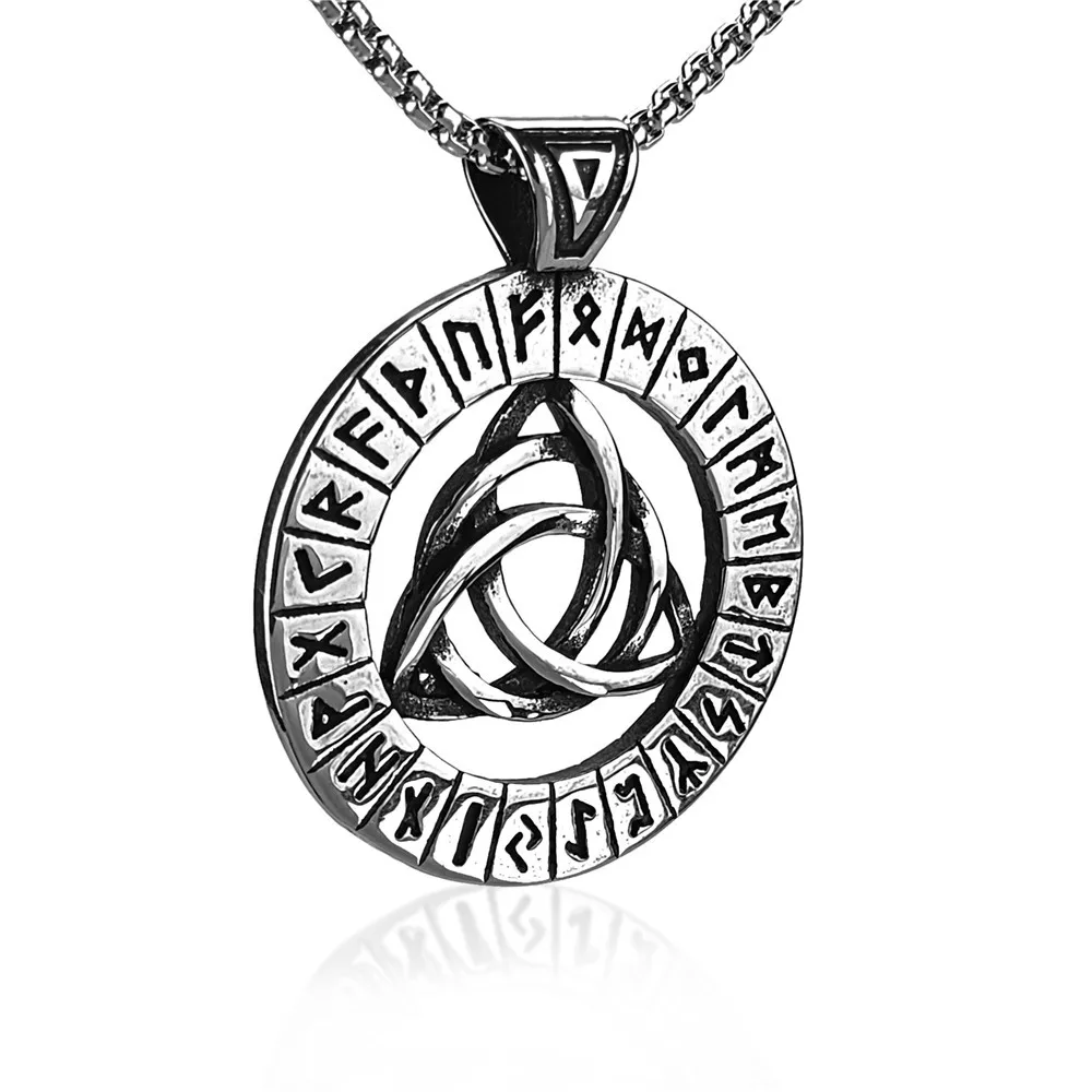 Norse mythology Viking twenty-four runes triangle pirate knot titanium ...