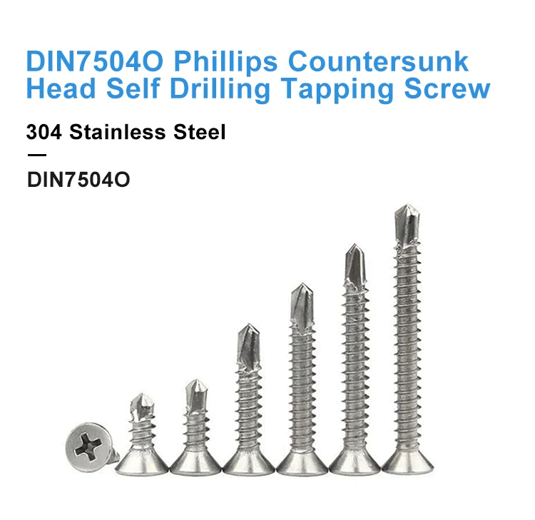 Din7504p Cross Countersunk Head Drilling Screws 304 Stainless Steel Phillips Flat Head Drill ...