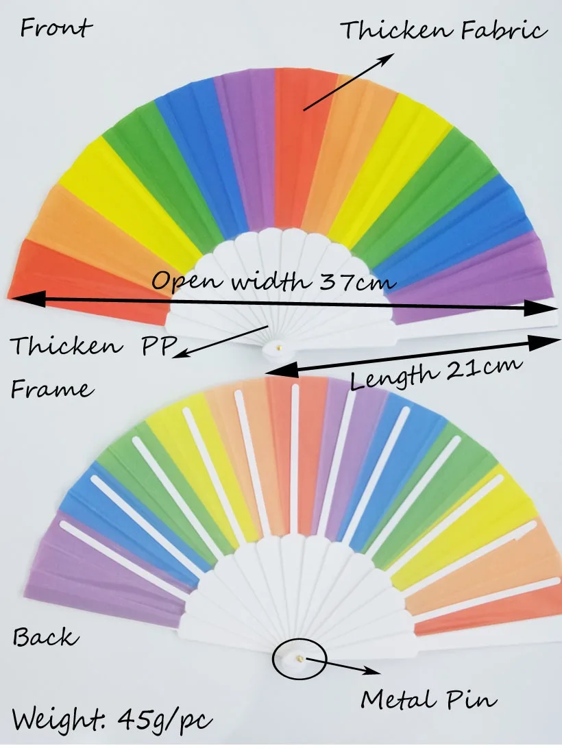 Bsbh Pride Rave Fan Large Folding Rainbow Hand Fan For Women's Festival ...