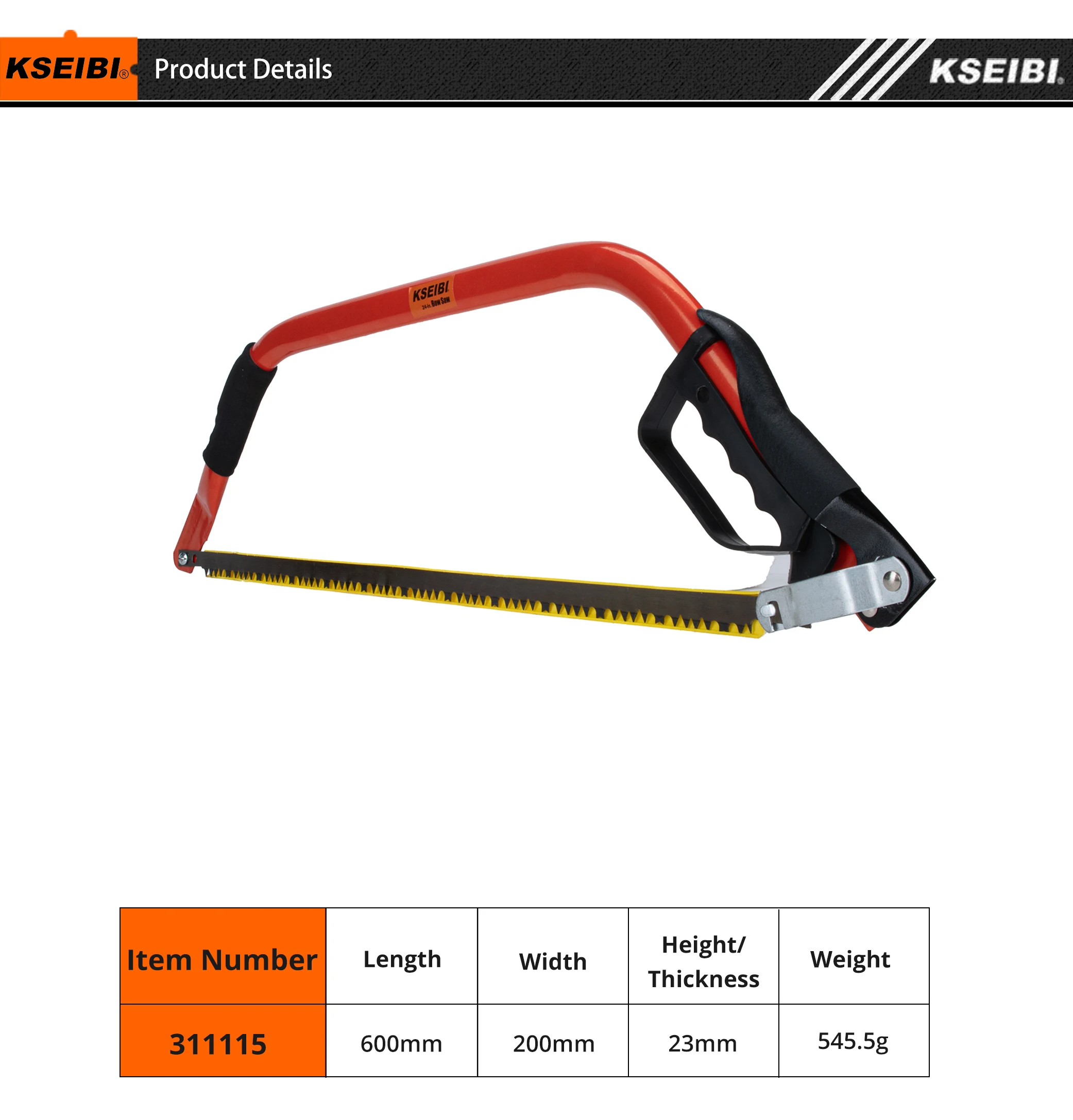 KSEIBI 600mm Bow Saw - Durable Cross Cut Hand Saw with Retractable ...