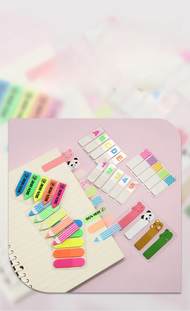 Creative Sticky Notes,Cute Cartoon,Semi Transparent Index Stickers ...