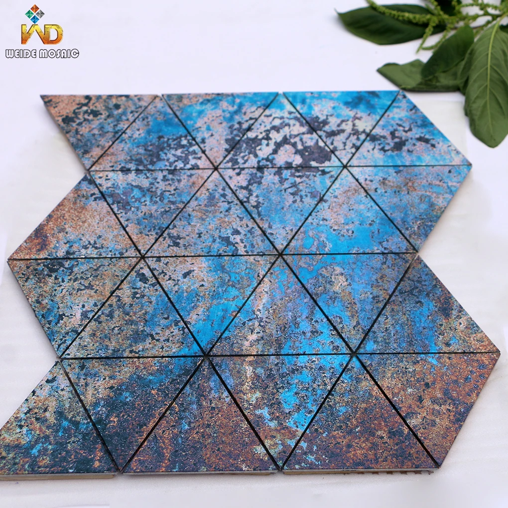 Antique Colorful Triangle Aluminum Mosaic Porcelain Tile Mixed Color ...