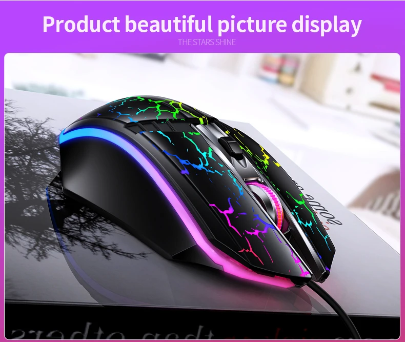 G11 Wired 4-Button USB Gaming Mouse with Burst Crack Light Colorful ...