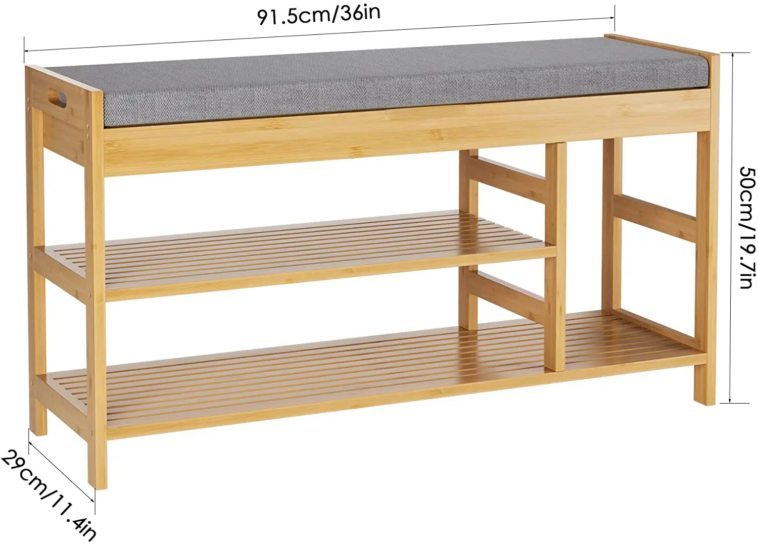 Bamboo Shoe Bench Rack with Storage, Entryway Storage Bench with Padded ...