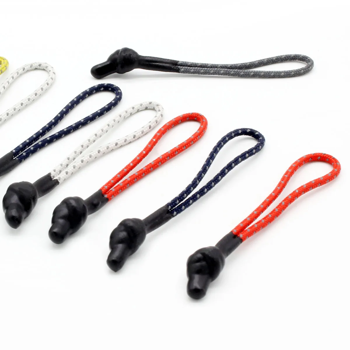 Reflective Speckle Rope Silicone Dipped Tips Zipper Puller for Luggages